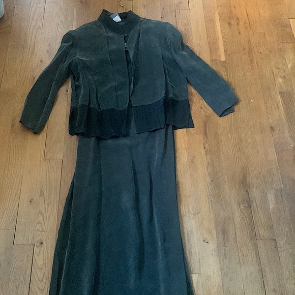 Dresses | Silky Jade Green Jacket And Dress Set In Size 4p | Poshmark
